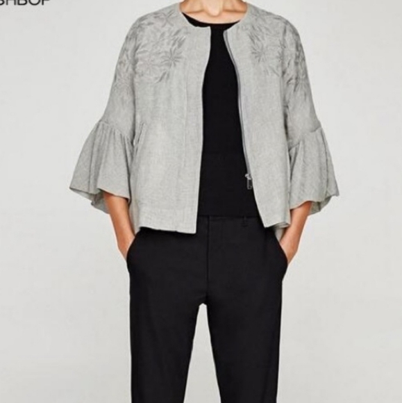 Zara | Jackets & Coats | Zara Embroidered Jacket | Poshmark